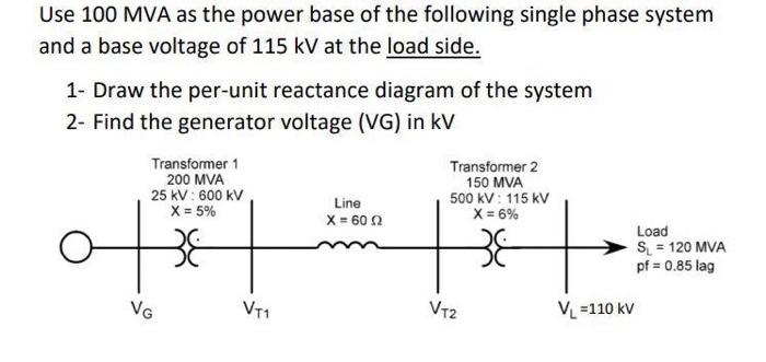 Solved Use 100 MVA as the power base of the following single | Chegg.com