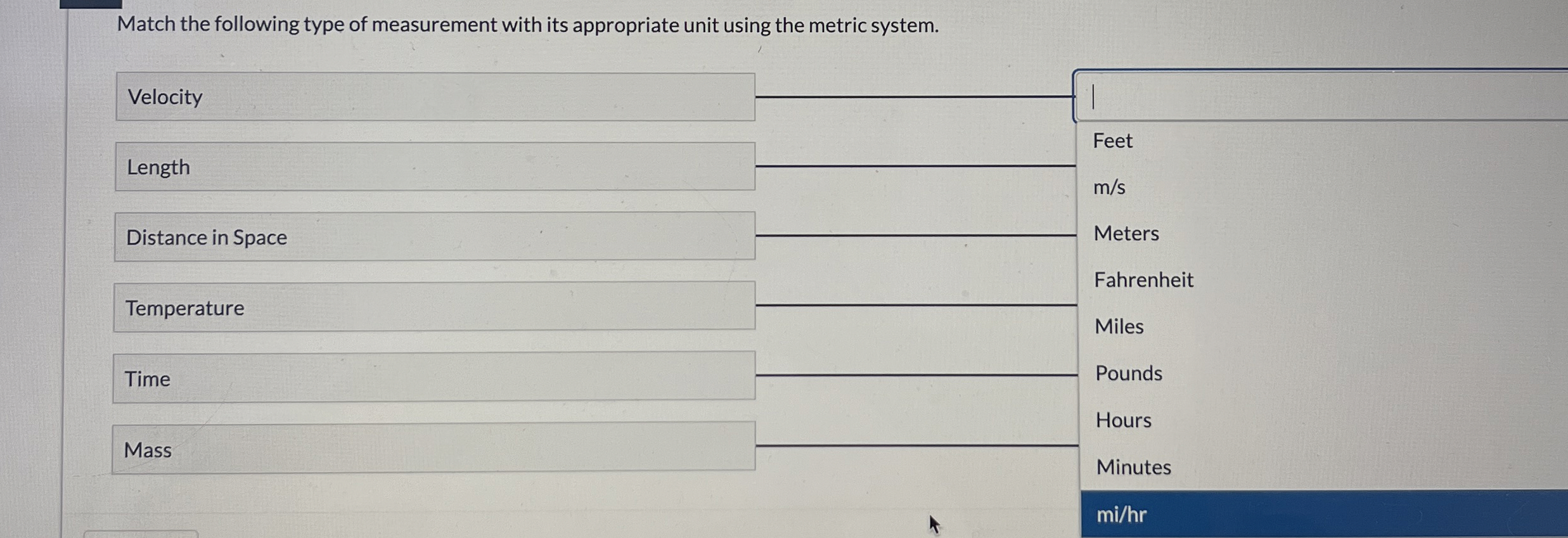 Solved Match the following type of measurement with its | Chegg.com