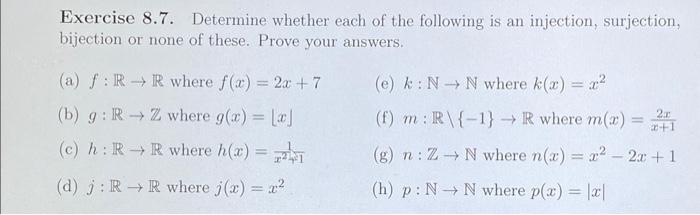 Solved Exercise 8.7. Determine whether each of the following | Chegg.com