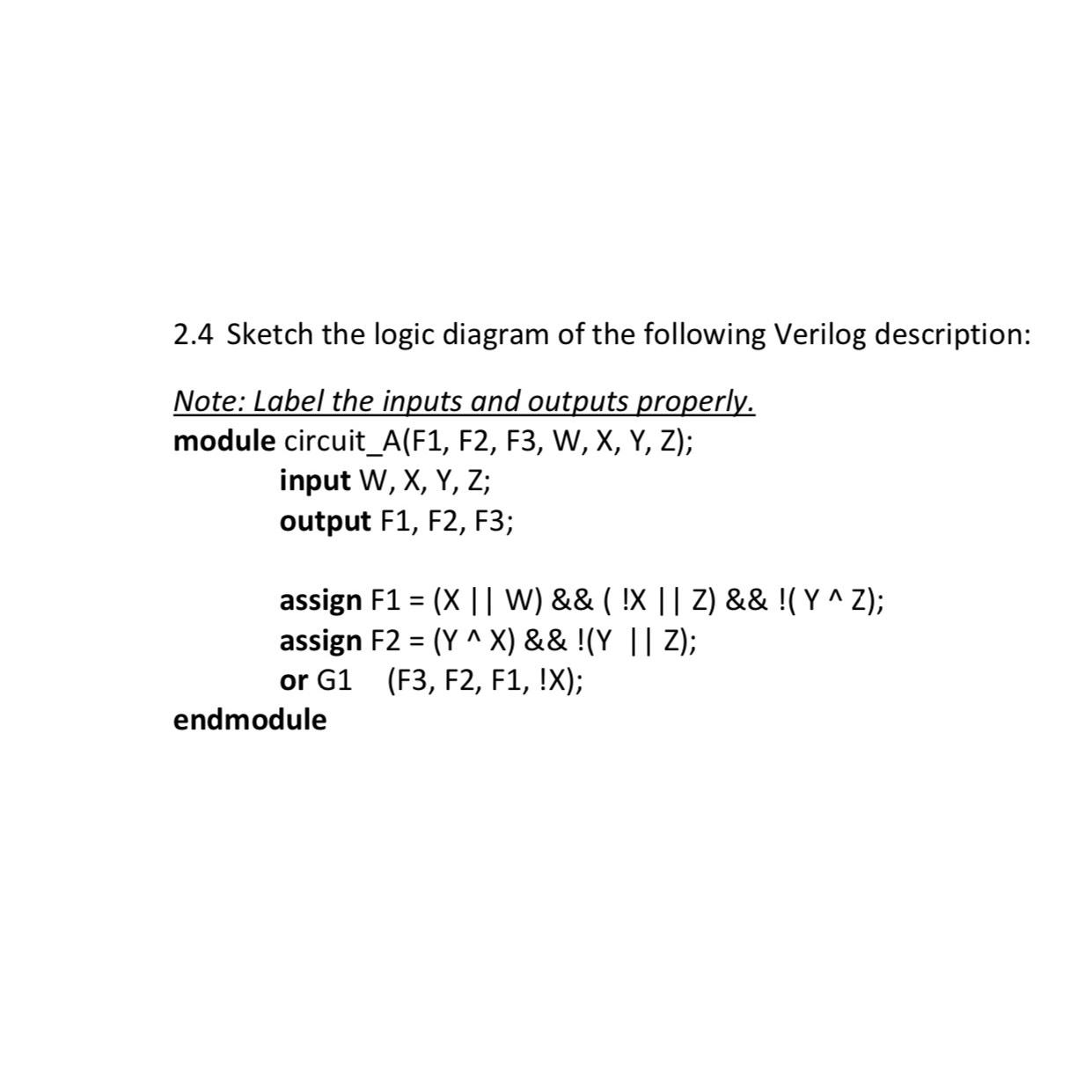 Solved 2.4 ﻿Sketch the logic diagram of the following | Chegg.com