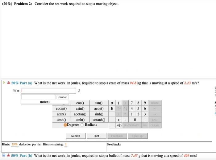 Solved (20%) Problem 2: Consider the net work required to | Chegg.com