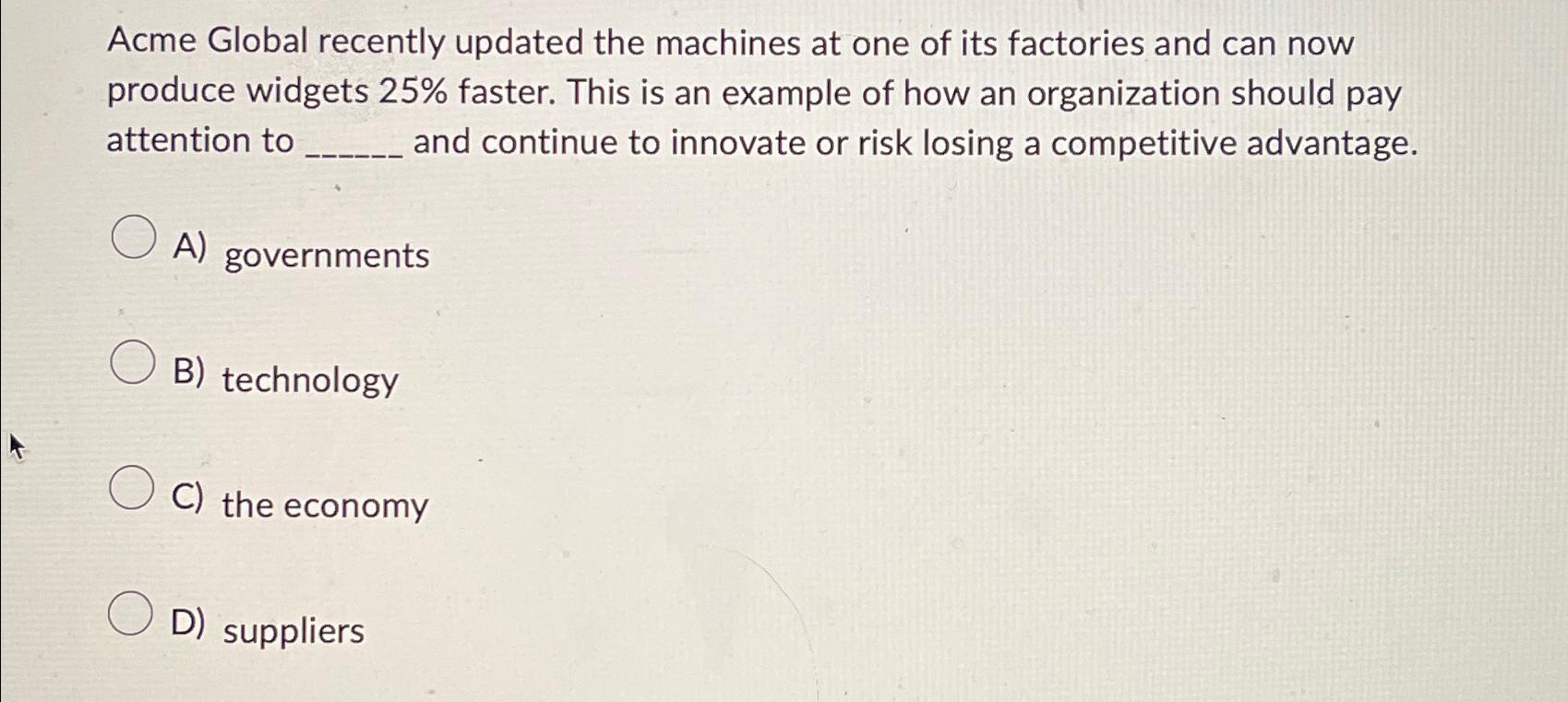 Solved Acme Global recently updated the machines at one of | Chegg.com