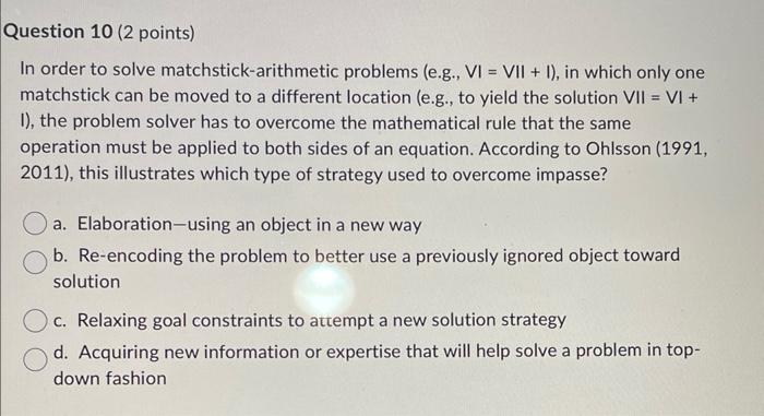 Solved In order to solve matchstick-arithmetic problems | Chegg.com