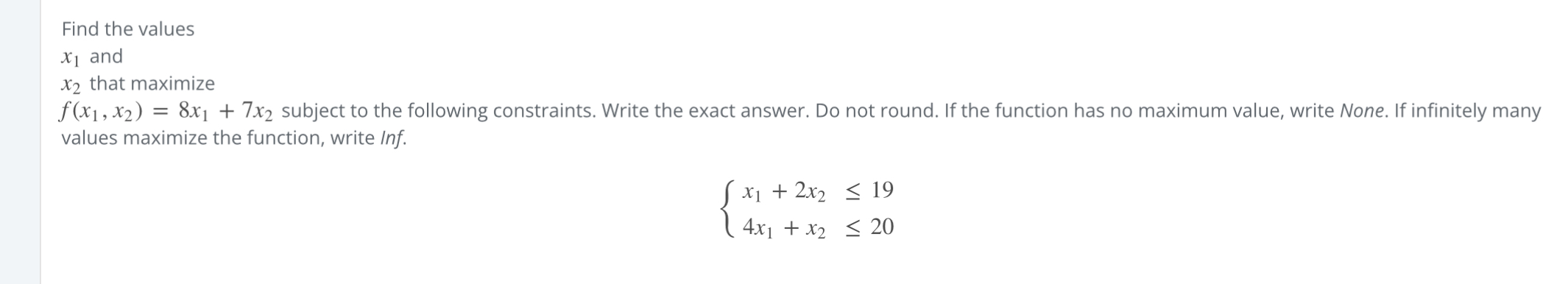 Solved Find the valuesx1 ﻿andx2 ﻿that | Chegg.com