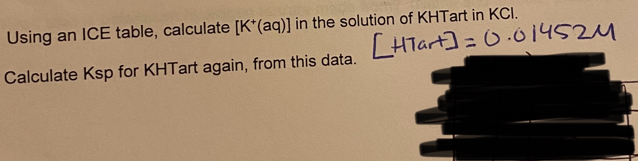 Solved Using an ICE table, calculate K+(aq) ﻿in the solution | Chegg.com