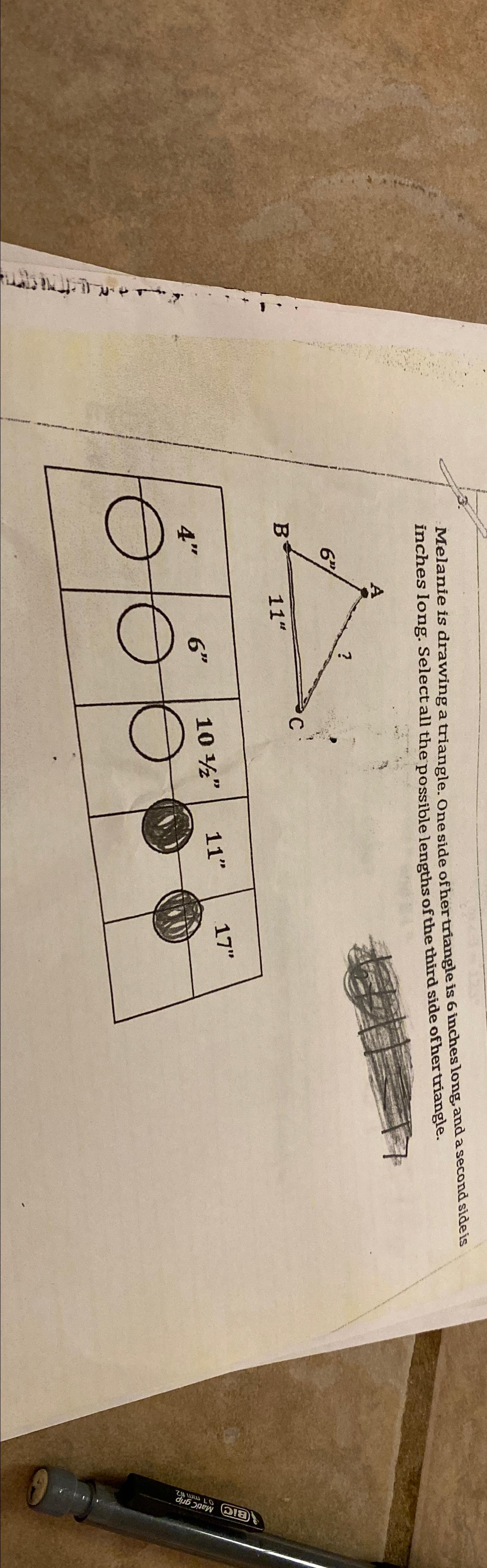 Melanie is drawing a triangle. One side of her | Chegg.com