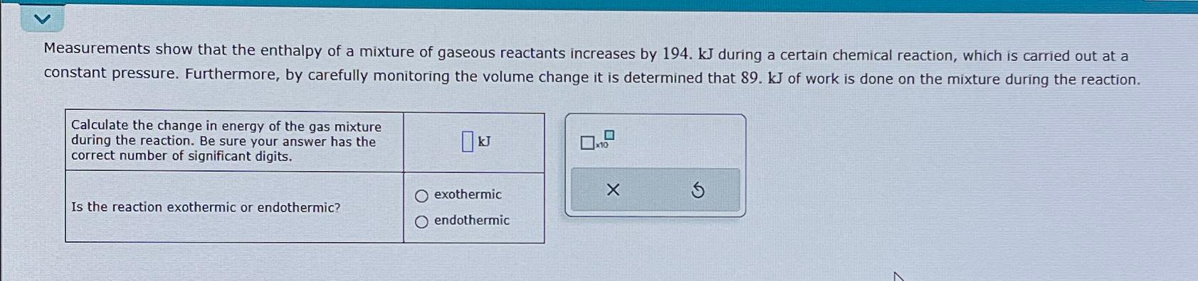 Solved Measurements show that the enthalpy of a mixture of | Chegg.com