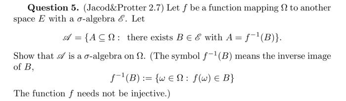 Solved Question 5. (Jacod\&Protter 2.7) Let f be a function | Chegg.com