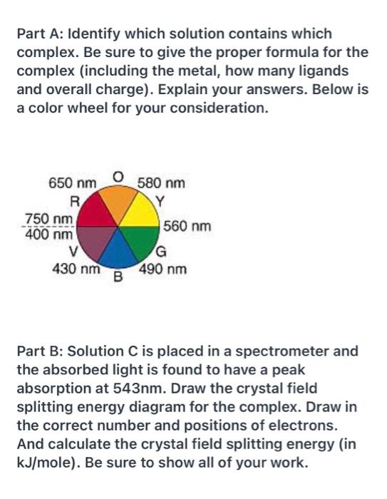 Solved Three solutions containing transition metal complexes | Chegg.com