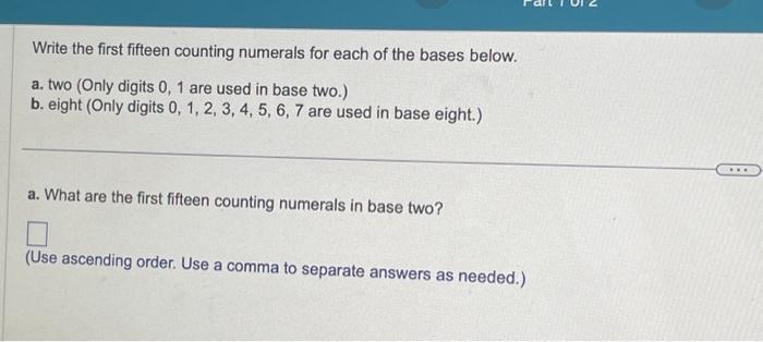 Solved Write the first fifteen counting numerals for each of | Chegg.com