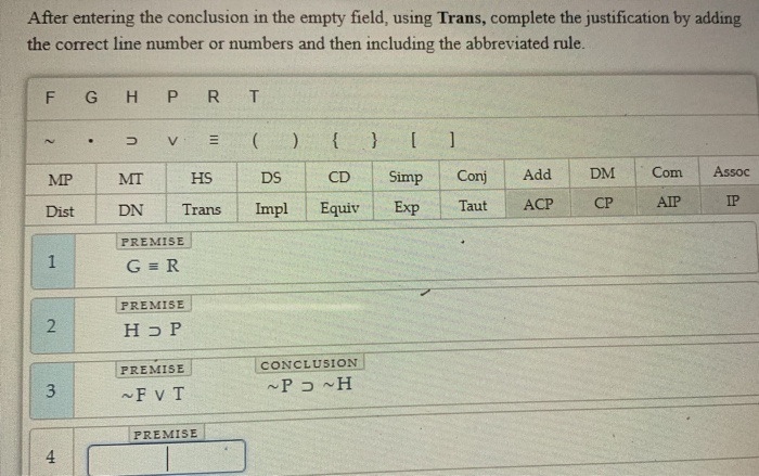 Solved After entering the conclusion in the empty field, | Chegg.com
