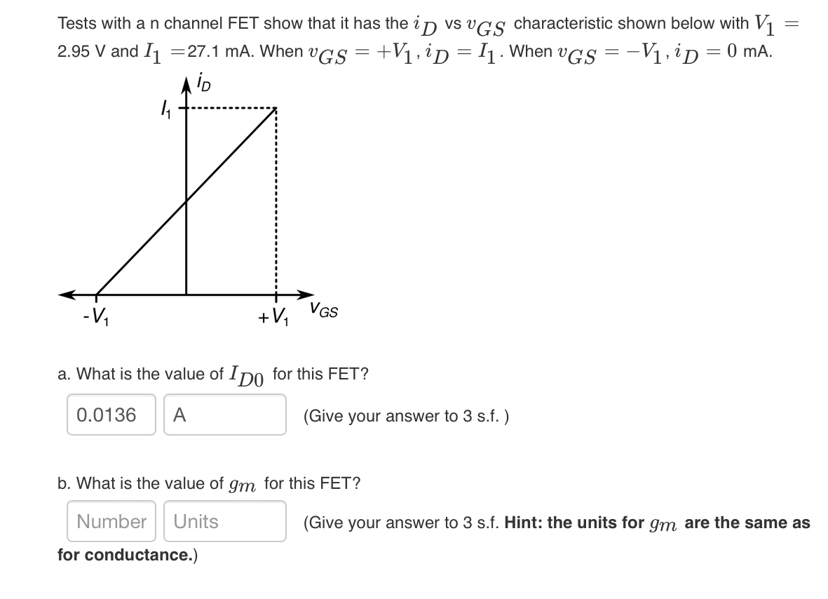 Solved Tests with a n ﻿channel FET show that it has the iD | Chegg.com