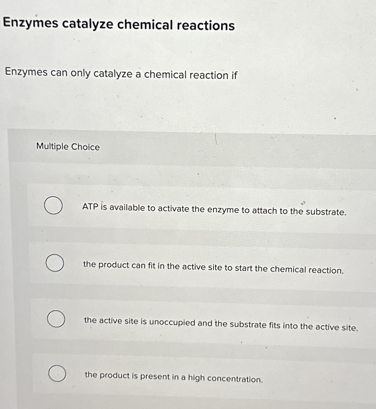 Solved Enzymes catalyze chemical reactionsEnzymes can only | Chegg.com