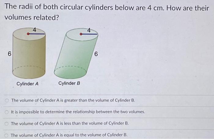 Solved The radii of both circular cylinders below are 4 cm. | Chegg.com