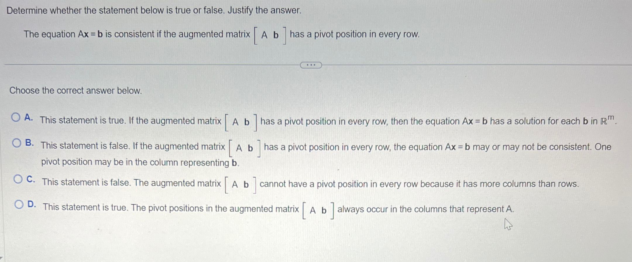 Solved Determine whether the statement below is true or | Chegg.com