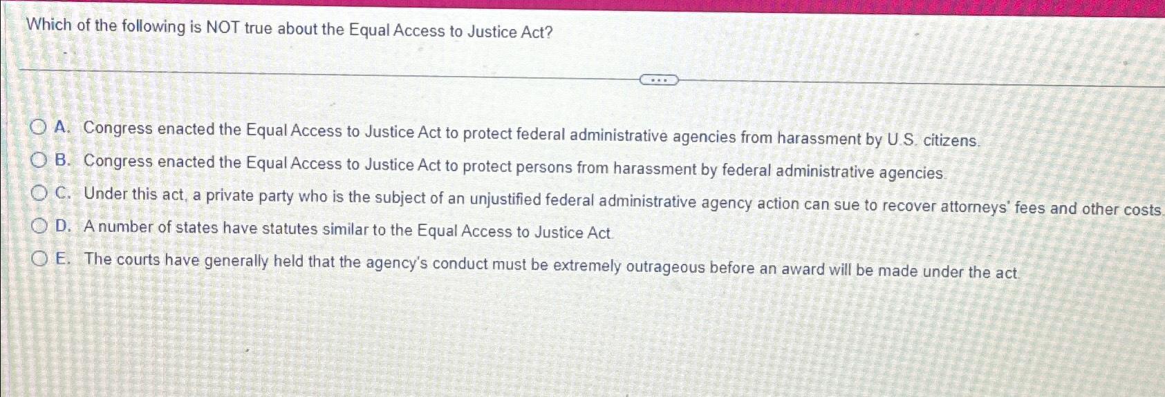 Solved Which of the following is NOT true about the Equal | Chegg.com