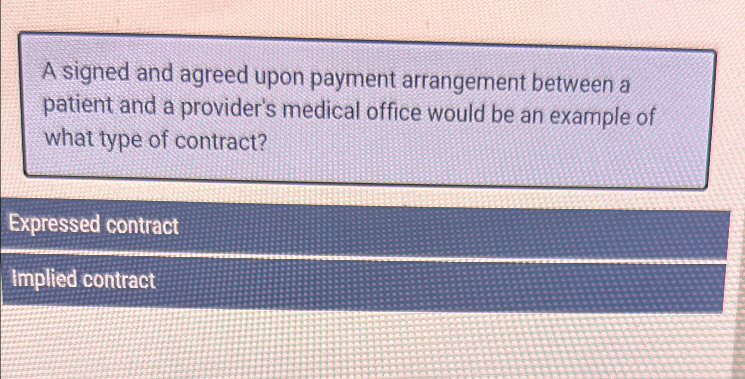 Solved A signed and agreed upon payment arrangement between | Chegg.com