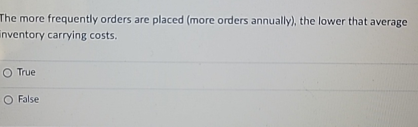 Solved The more frequently orders are placed (more orders | Chegg.com