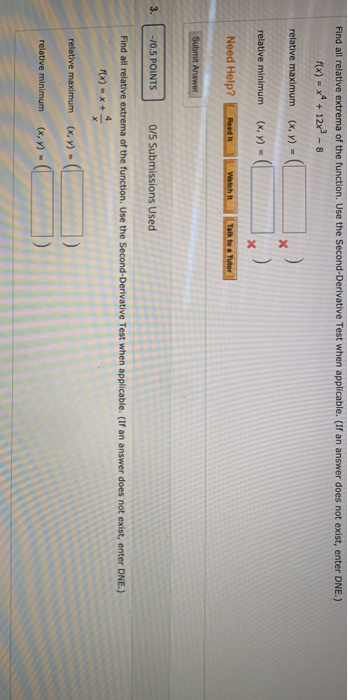 Solved ule Tunction. Use the Second-Derivative Test when | Chegg.com