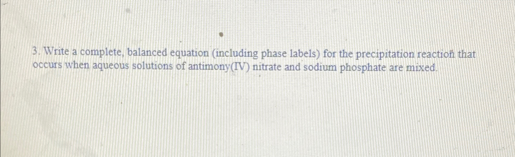 Solved Write a complete, balanced equation (including phase | Chegg.com