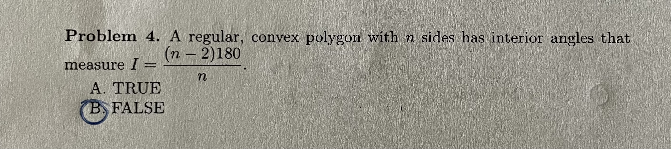 Solved Problem 4. ﻿A regular, convex polygon with n ﻿sides | Chegg.com