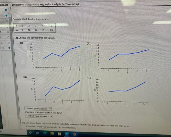 Solved Sestions Problem 08-17 Algo (Using Regression | Chegg.com