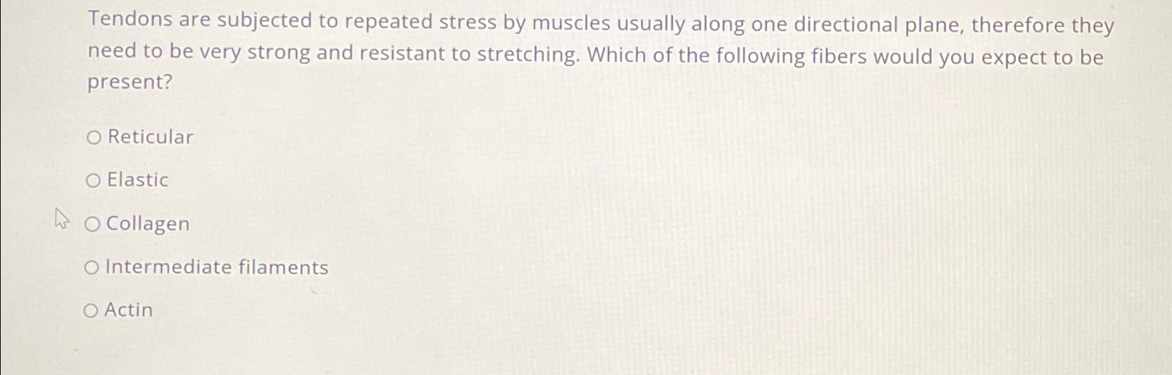 Solved Tendons are subjected to repeated stress by muscles | Chegg.com