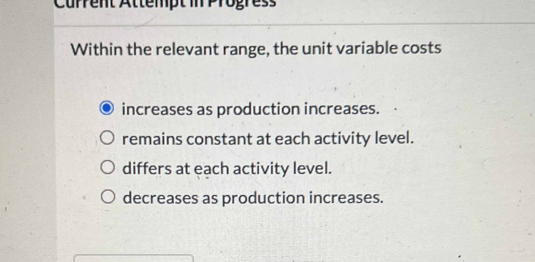 Solved Within the relevant range, the unit variable | Chegg.com