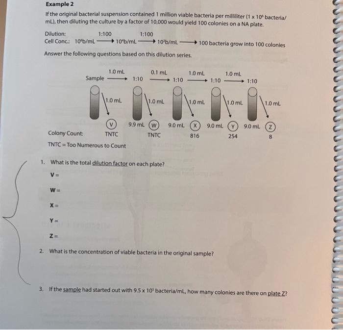 Solved Example 2 If the original bacterial suspension | Chegg.com