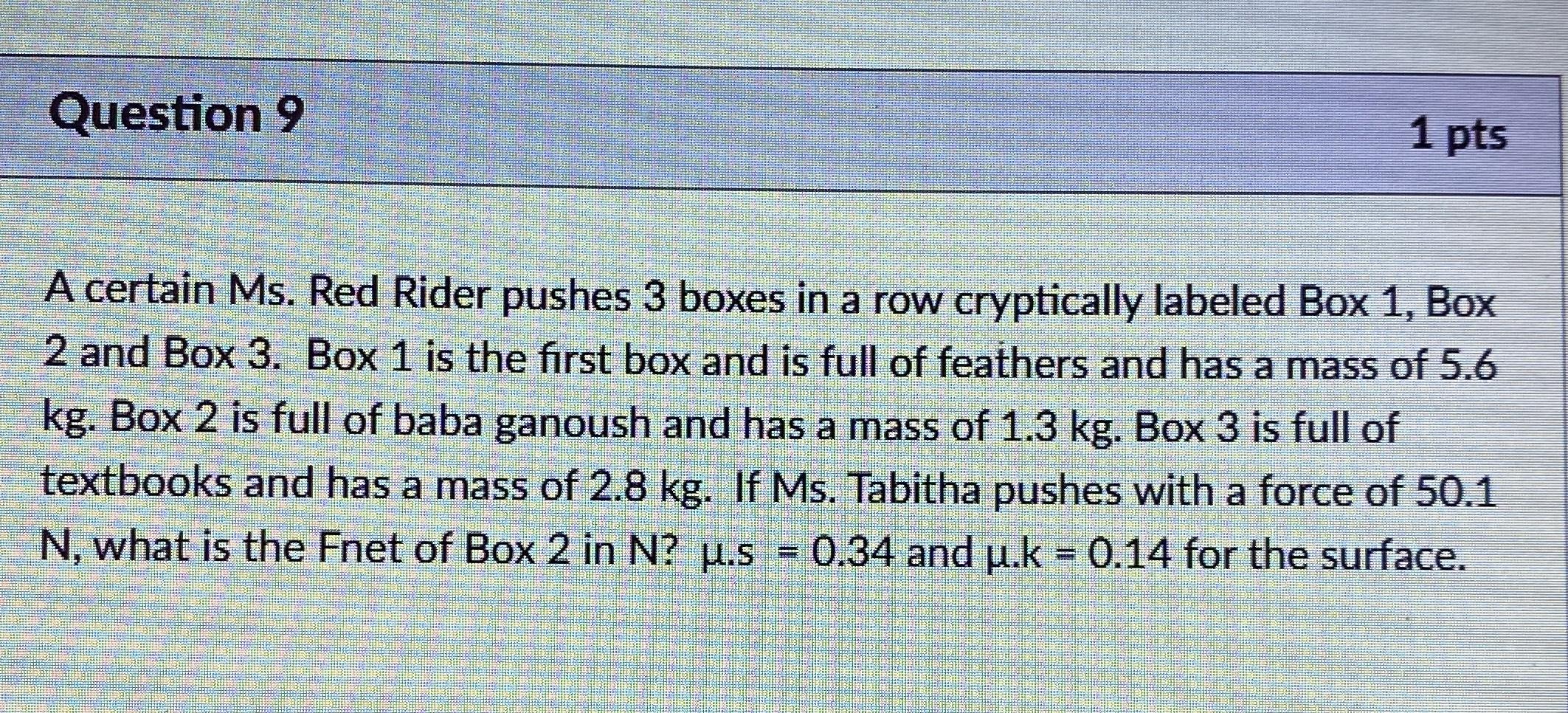 Solved Question 91 ﻿ptsA certain Ms. ﻿Red Rider pushes 3 | Chegg.com