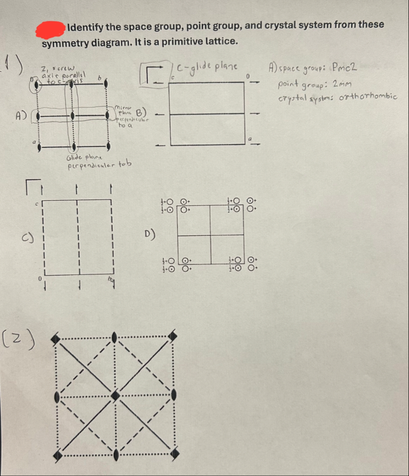 Identify the space group, point group, and crystal | Chegg.com