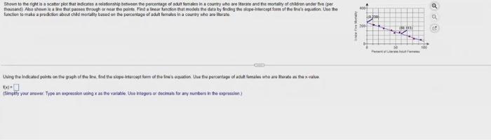 Solved Shown to the right is a scatter plot that indicates a | Chegg.com