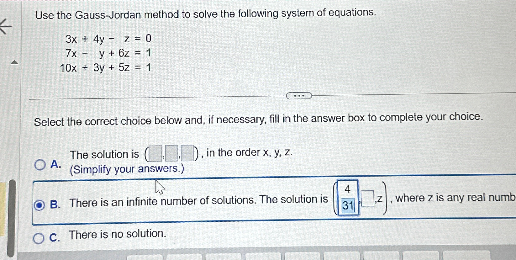 Solved Use the Gauss-Jordan method to solve the following | Chegg.com
