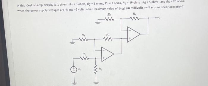 Solved In this ideal op-amp circuit, it is given: R1=3 ohms, | Chegg.com