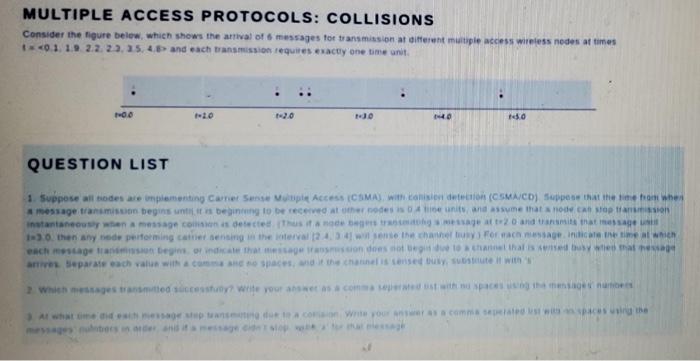 MULTIPLE ACCESS PROTOCOLS: COLLISIONS Consider the | Chegg.com