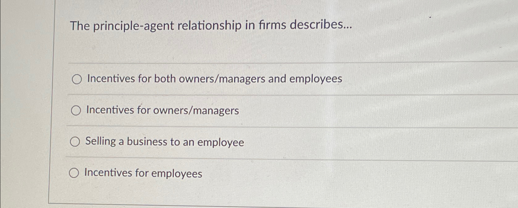 Solved The principle-agent relationship in firms | Chegg.com