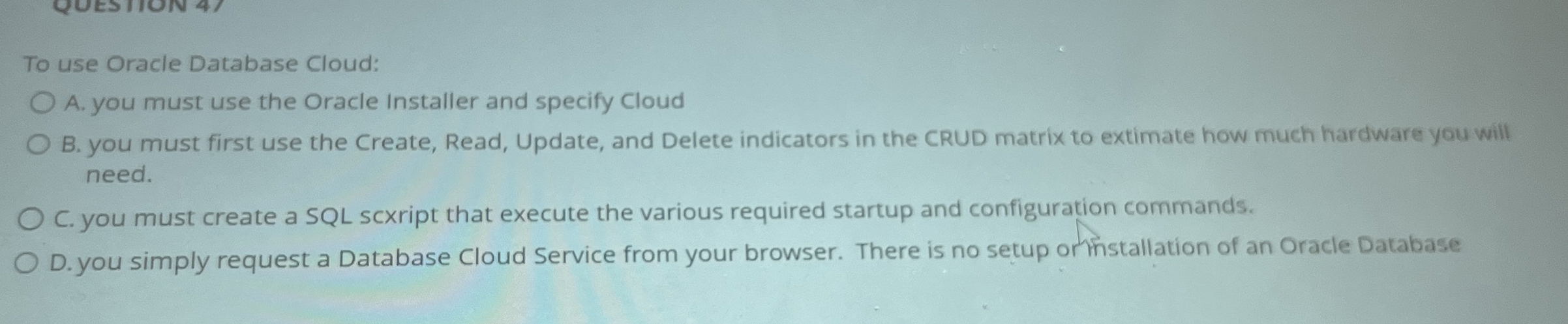 Solved The set of standards for database directory | Chegg.com