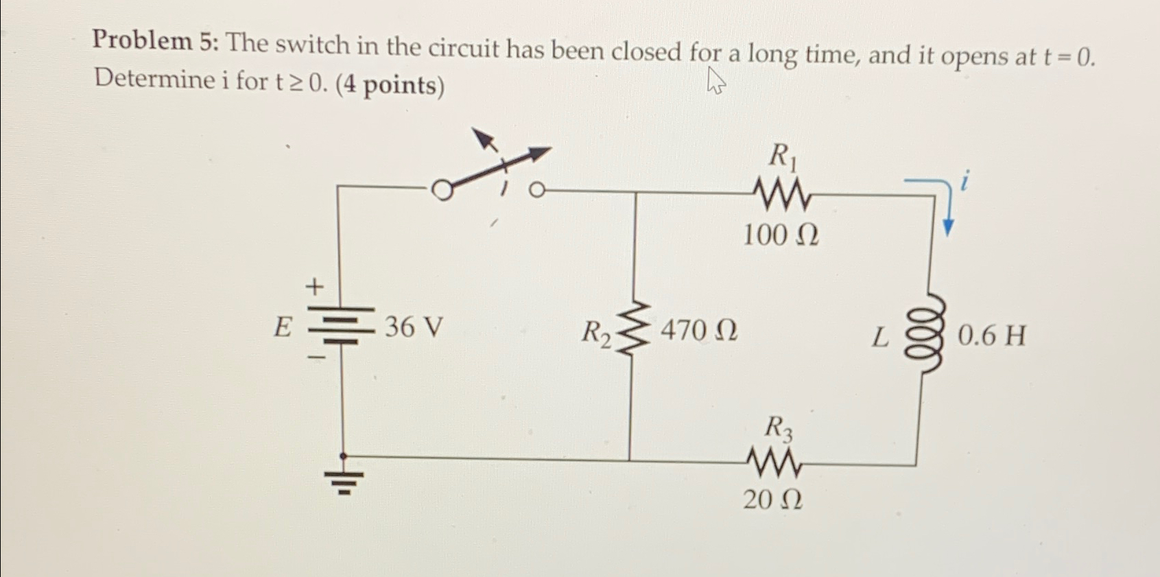 Solved Problem 5: The switch in the circuit has been closed | Chegg.com