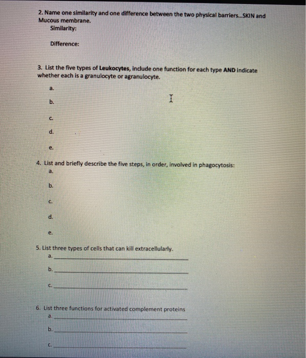 Solved 2. Name one similarity and one difference between the | Chegg.com