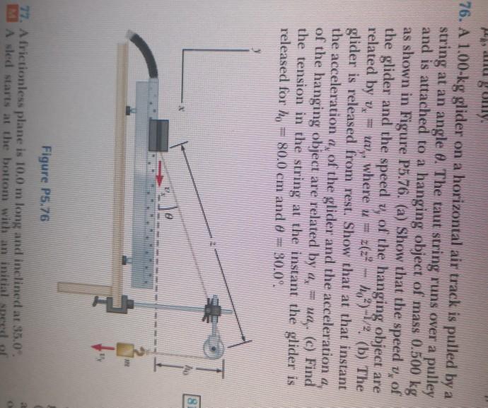 Solved 76. A 1.00-kg glider on a horizontal air track is | Chegg.com