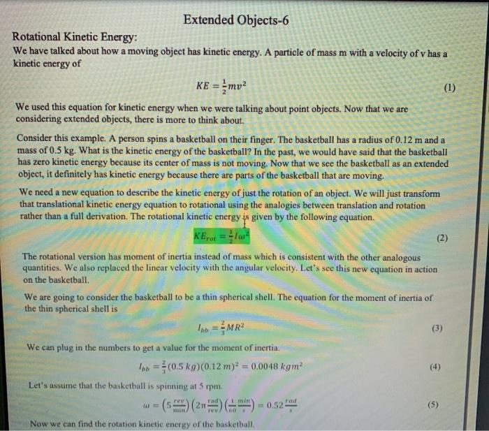 Solved Extended Objects-6 Rotational Kinetic Energy: We have | Chegg.com