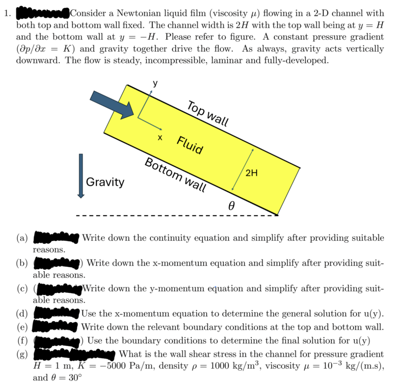 Solved Consider a Newtonian liquid film (viscosity μ ) | Chegg.com