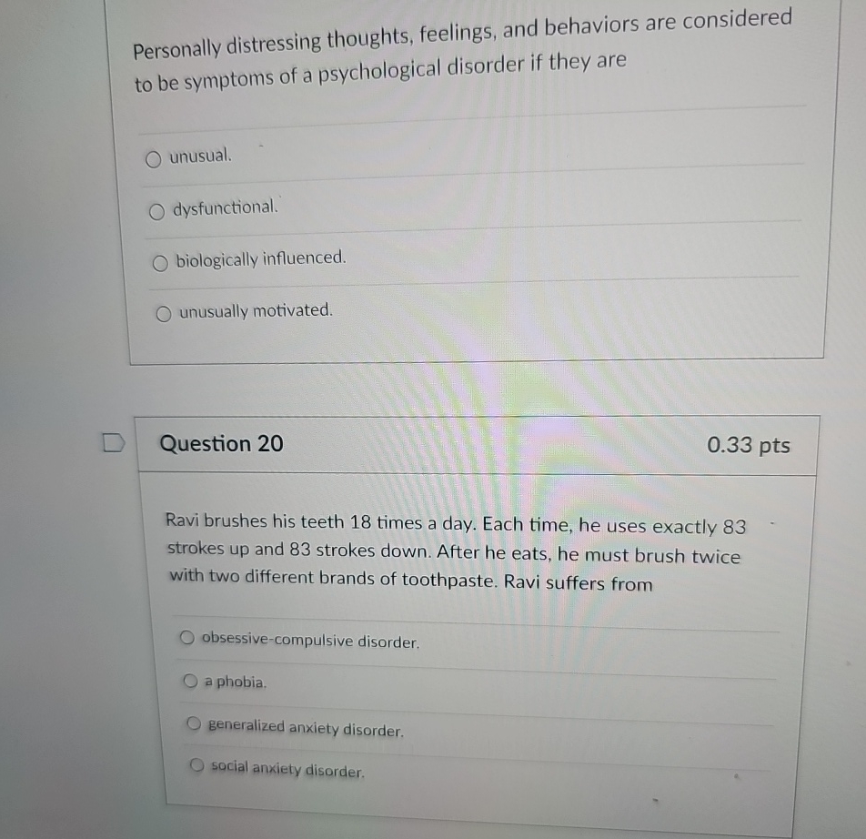 Solved Personally distressing thoughts, feelings, and | Chegg.com