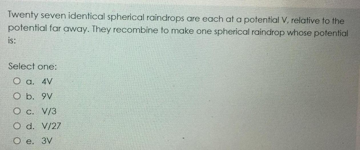 Solved Twenty seven identical spherical raindrops are each | Chegg.com