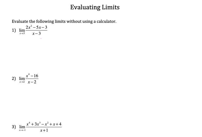 Solved Evaluating LimitsEvaluate the following limits | Chegg.com