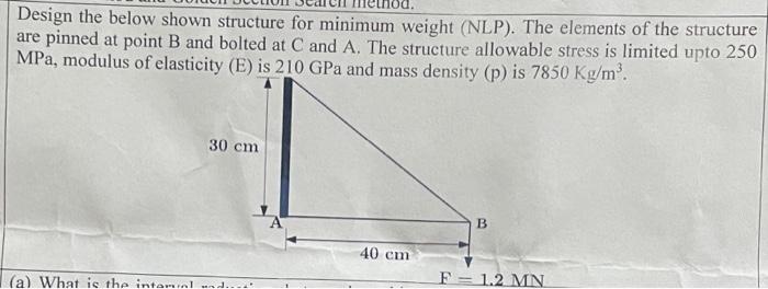 Solved Design the below shown structure for minimum weight | Chegg.com