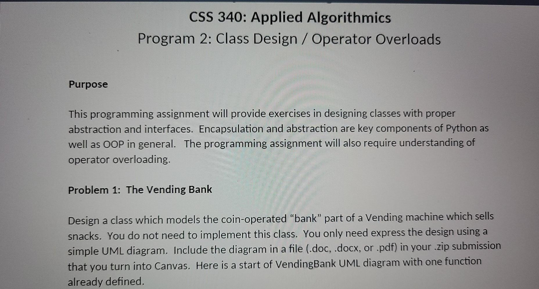 Solved Css 340 Applied Algorithmics Program 2 Class Design 