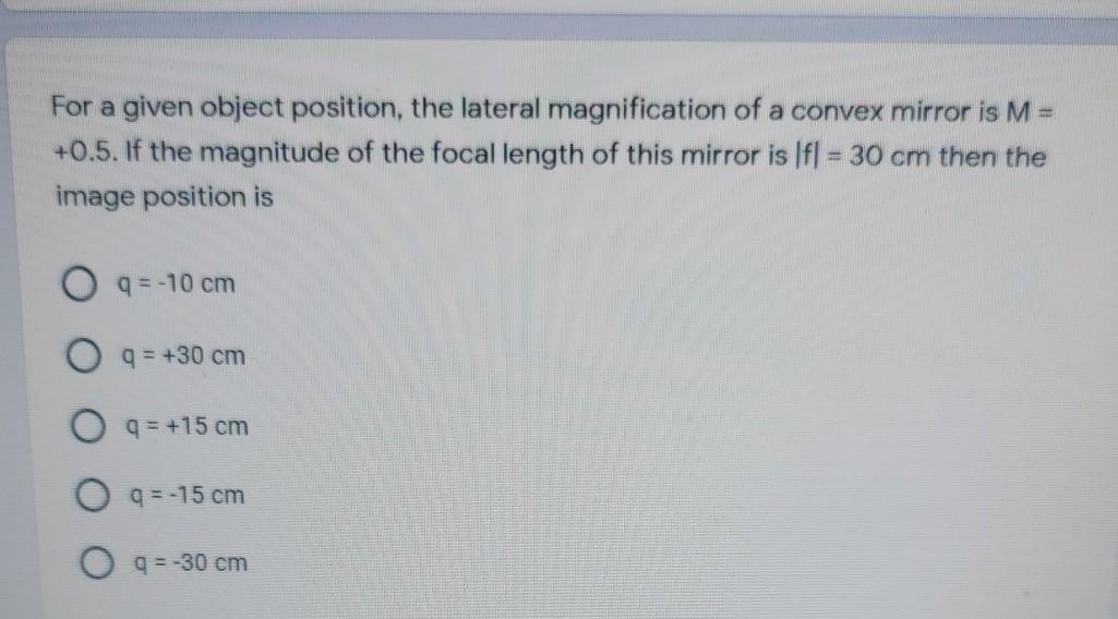 Solved For a given object position, the lateral | Chegg.com