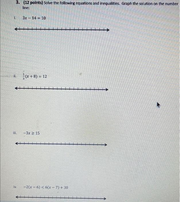 Solved 3. (12 points) Solve the following equations and | Chegg.com