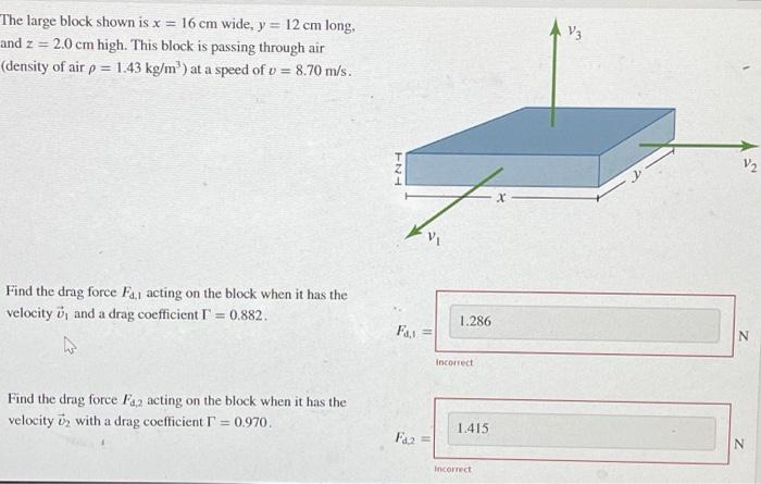 Solved - The large block shown is x = 16 cm wide, y: and z = | Chegg.com
